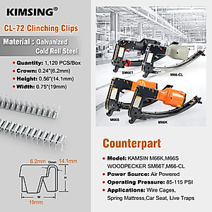 CL-72 Cold Roll Steel or Galvanized Clinch Clips, 1,120 PCS/Box, Fasteners for Harcto M66 Clinching Clipper Tool, Wire Fence Staples for Joining Cages (Cold Roll Steel)