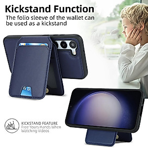 Ｈａｖａｙａ for Samsung Galaxy S23 Plus case Magsafe Compatible Galaxy S23 Plus case with Card Holder for Men and Women Samsung S23+ Plus Detachable Magnetic Wallet Phone case-Blue