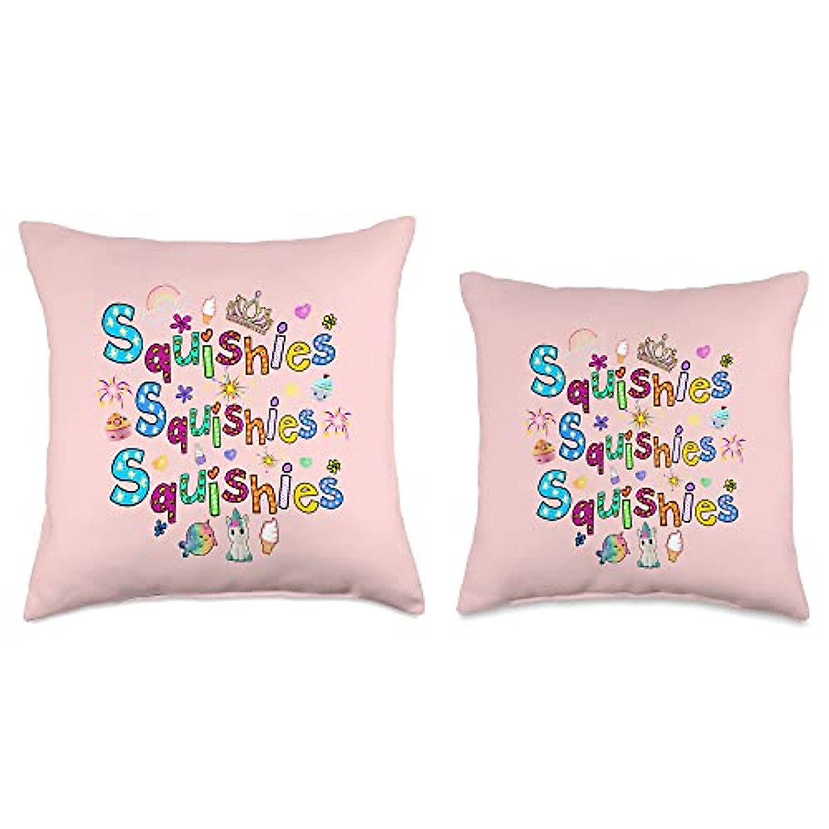 Squishy Rainbow Kids Fun Designs Unicorn Narwhal Girls Teen Cupcake Kawaii Squishy Throw Pillow, 18x18, Multicolor