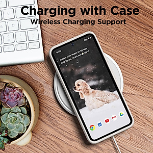 COFFKER Compatible with Pixel 8 Case, Liquid Silicone Case, Full Body Shockproof Protective Cover,【Soft Microfiber Lining】 Slim Thin Phone Case for Google Pixel 8 6.2 inch, Stone