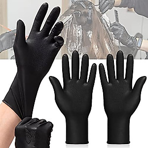 Noverlife 5 Pairs Hair Dye Gloves, Black Reusable Salon Hair Coloring Latex Gloves, Thick Rubber Gloves for Cleaning Cooking Dishwashing