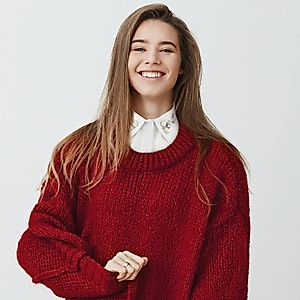 SATINIOR Women Fake Detachable Dickey Collar Diamond Pearl Lace Fake Half Shirt Collar (White)