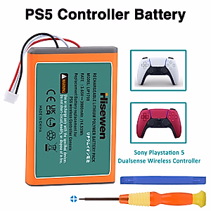 Hisewen PS5 Controller Battery, Upgraded 3980mAh LIP1708 PS5 Battery Pack for Sony Playstation 5 PS5 DualSense CFI-ZCT1W Wireless Controller