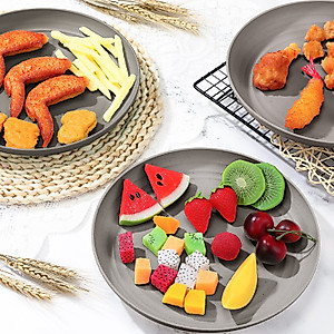 Zopeal 15 Pcs 10 Inch Wheat Straw Plates Lightweight Unbreakable Deep Dinner Plates Reusable Plastic Plates Microwave Safe Dinnerware for Kids Children Toddler Adult (Gray)