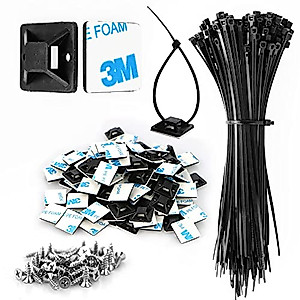 Zip Tie Mount 3/4" Black Small Wire Tie Adhesive Mounting,100 Pcs for Wire Clips Cable Management Cable Tie Anchors,Durability Pro-grade UV Wire Holder organizer