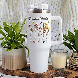 Personalized Custom Mama Tumbler, Mothers Day Tumbler Gifts, Mama Tumblers With Handle and Straw, Mommy Cups, New Moms Gifts, Birthday, Christmas