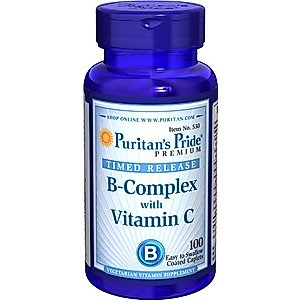 Puritan's Pride Vitamin B-Complex + Vitamin C Time Release-100 Caplets