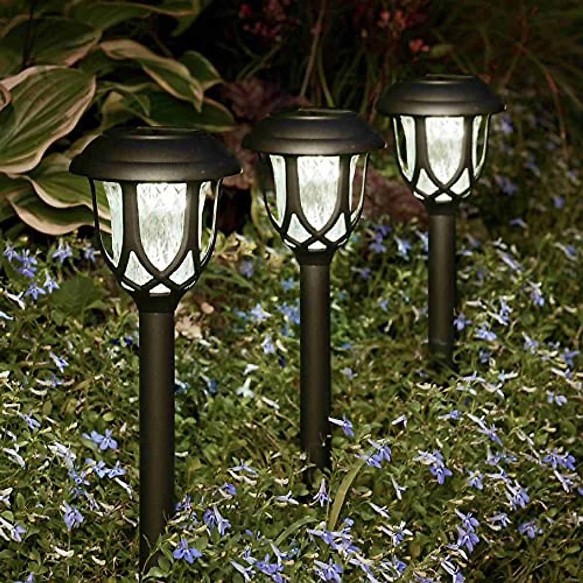 EXCMARK 10 Pack Solar Lights Outdoor Decorative, Solar Pathway Lights Outdoor, Solar Powered Garden Yard Lights for Walkway Sidewalk Driveway. (Black, Warm White)