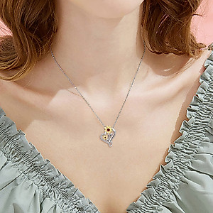 Bolelis 925-Sterling-Silver Sunshine Sunflower Necklace for Women - You are My Sunshine Infinity Love Pendant Mothers day Chrismas day Jewelry Gifts for Mom and Daughter