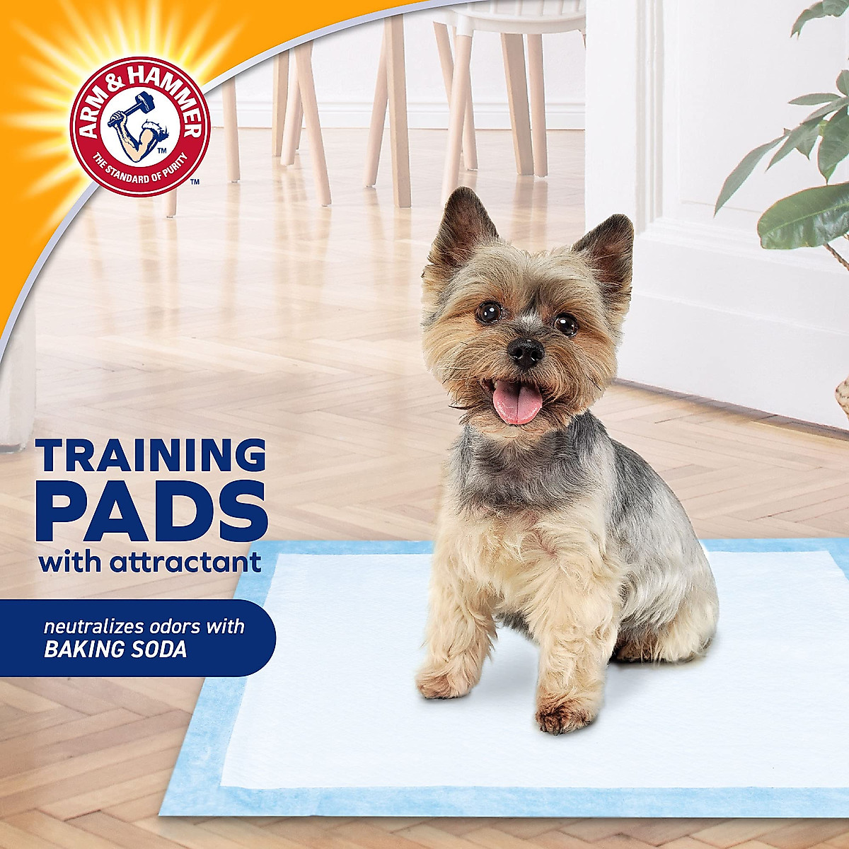 Arm & Hammer for Dogs Puppy Training Pads with Attractant | New & Improved Super Absorbent, Leak-Proof, Odor Control Quilted Puppy Pads with Baking Soda| 50 Count - 6 Pack Wee Wee Pads,White