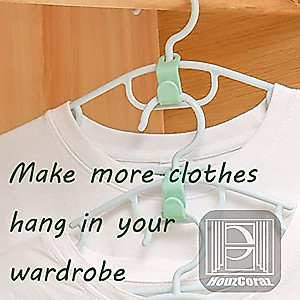 Clothes Hanger Connector Hooks, 50PCS Cascading Clothes Hangers for Heavy Duty Space Saving Cascading Connection Hooks for Clothes Closet（Green）