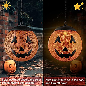 Halloween Pumpkin Hanging Solar Lights - 𝟮𝟬𝟮𝟯 𝗡𝗲𝘄𝗲𝘀𝘁 Halloween Decoration Outdoor, Waterproof Halloween Spooky Hanging Lights for Outdoor, Tree Decor, Garden or Yard, Outside Entryway, Porch