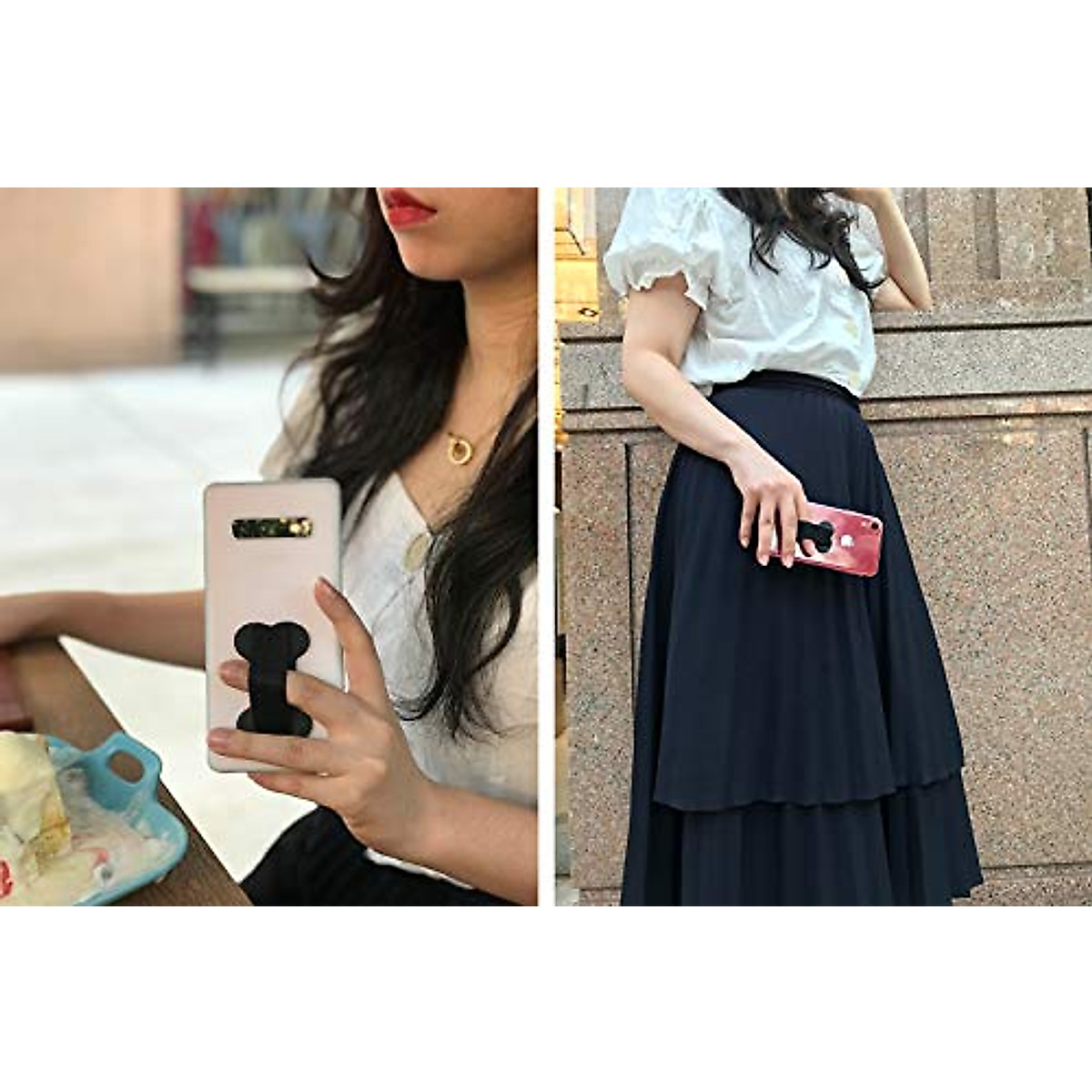 REINVENT EGO-Finger Strap Phone Holder - Cell Phone Grip Holds Device with just a Finger - Ultra Thin Anti-Slip Universal Cell Phone Grips Band Holder for Back of Phone - 2Pack(Black)