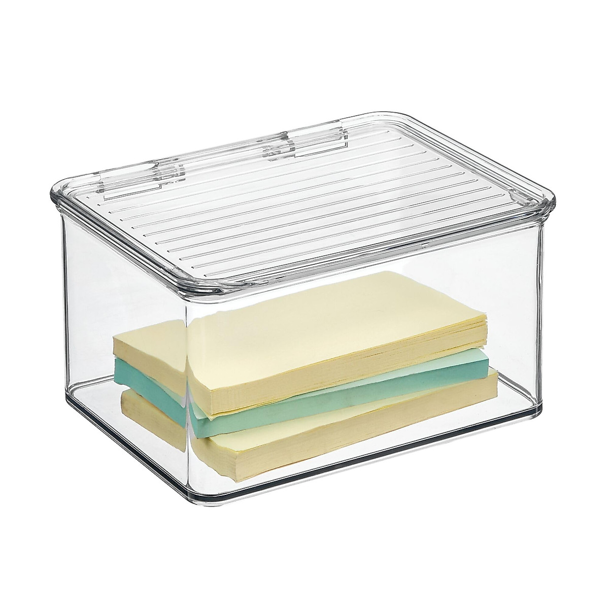 iDesign Recycled Plastic Pantry and Kitchen Storage, Freezer and Fridge Organizer Lidded Bin – 6.75” x 5.75” x 3.75”, Clear