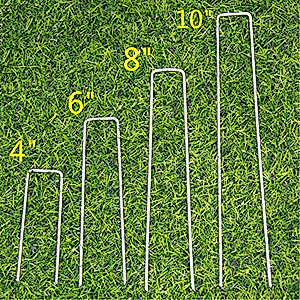MTB 50 Pack 8x1 inch 11GA(0.12inch) Sod Staples Garden Pins Netting Stakes Ground Spikes Landscape Cover Pegs Anti-Rust Galvanized
