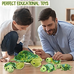 Aoriher 5 Pieces Plush Turtle Set 12 Inch Stuffed Sea Turtle Mom with 4 Little Plush Turtles Soft Plush Stuffed Animal Toys Tortoise Hugging for Birthday Party Favors Easter, Christmas (Cute Style)