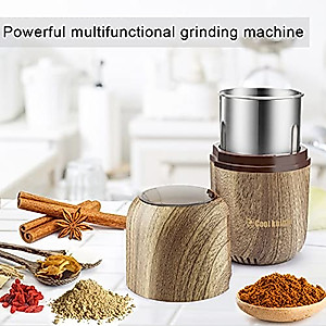 COOL KNIGHT Herb Grinder Electric Spice Grinder [Large Capacity/High Rotating Speed /Electric]--Electric Grinder for Spices and Herbs (Wood grain 2)