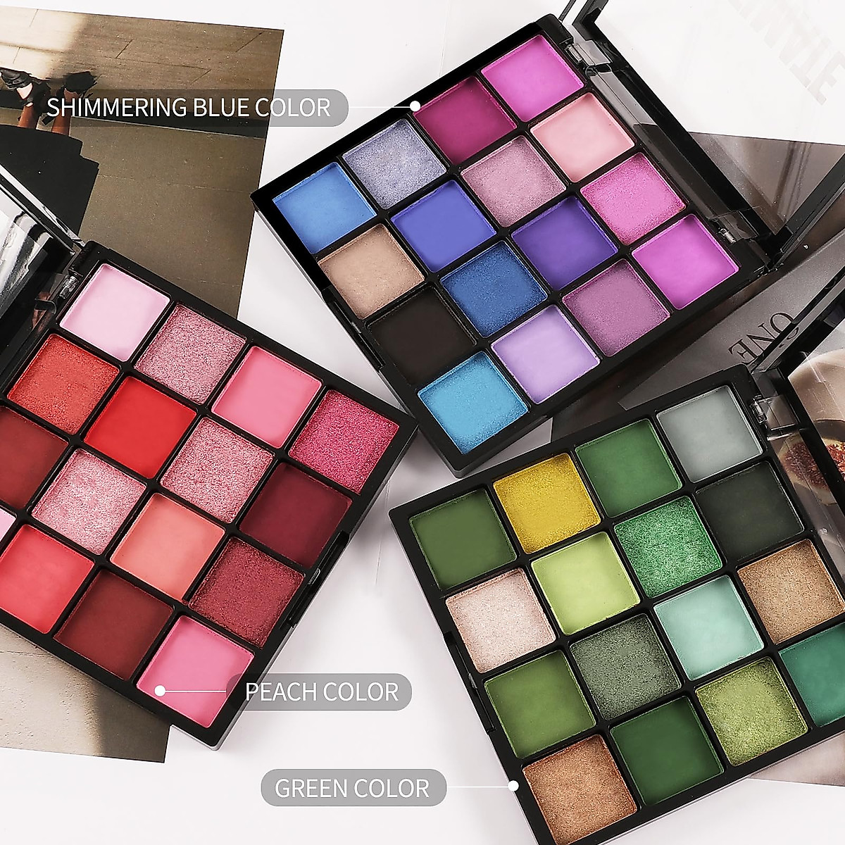 Boobeen Colorful Eyeshadow Palette Makeup-16 Colors, Matte and Glitter Eyeshadow, Bright Eyeshadow palettes, Blendable, Easy to Build Dramatic Glamour Looks (Green)