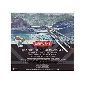 Derwent Graphitint Mixed Media Set, 19 Piece Set, Graphitint Paint, Pencils & Waterbrush (2305949)