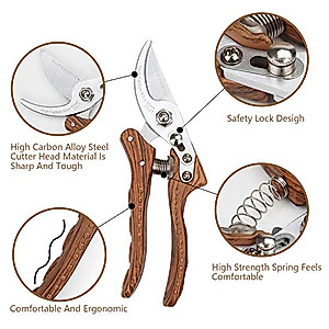 Pruning Shears Garden Clippers Plant Trimming Scissors Branch Bypass Bonsai Hand Pruners Rose Flower Hedge Tree Plant Cutter Small Pofessional Snips Stainless Steel Gardening Tools