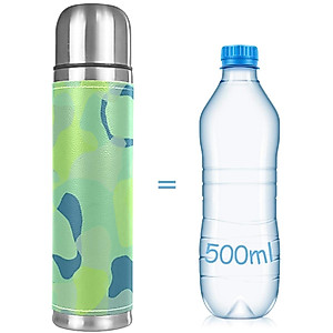 Stainless Steel Leather Vacuum Insulated Mug Abstract Texture Thermos Water Bottle for Hot and Cold Drinks Kids Adults 16 Oz