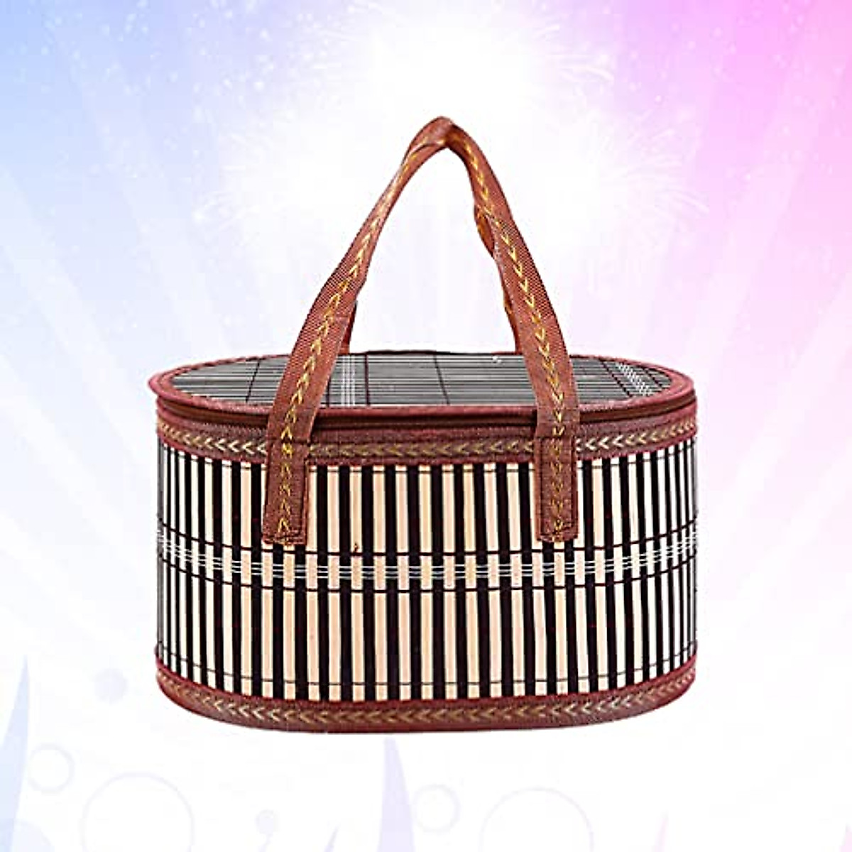 UPKOCH Wicker Picnic Basket for 2 Woven Basket with Double Swing Handles Wicker Basket for Fruit and Food for Outdoor Picnic