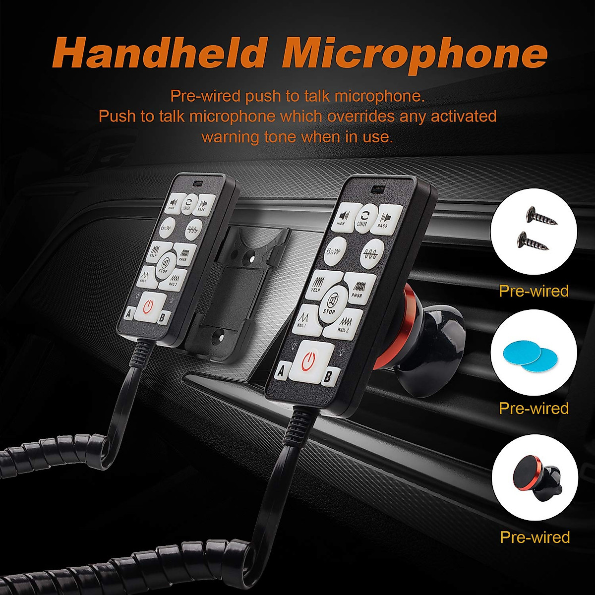 YHAAVALE 9200E Amplifier Police Siren & Metal Ultra Slime Octagon Compact Flat Speaker,DC12V 100W Multi-Tones Wired Control with Mic Loudspeaker Emergency Electronic PA System for Police Cars