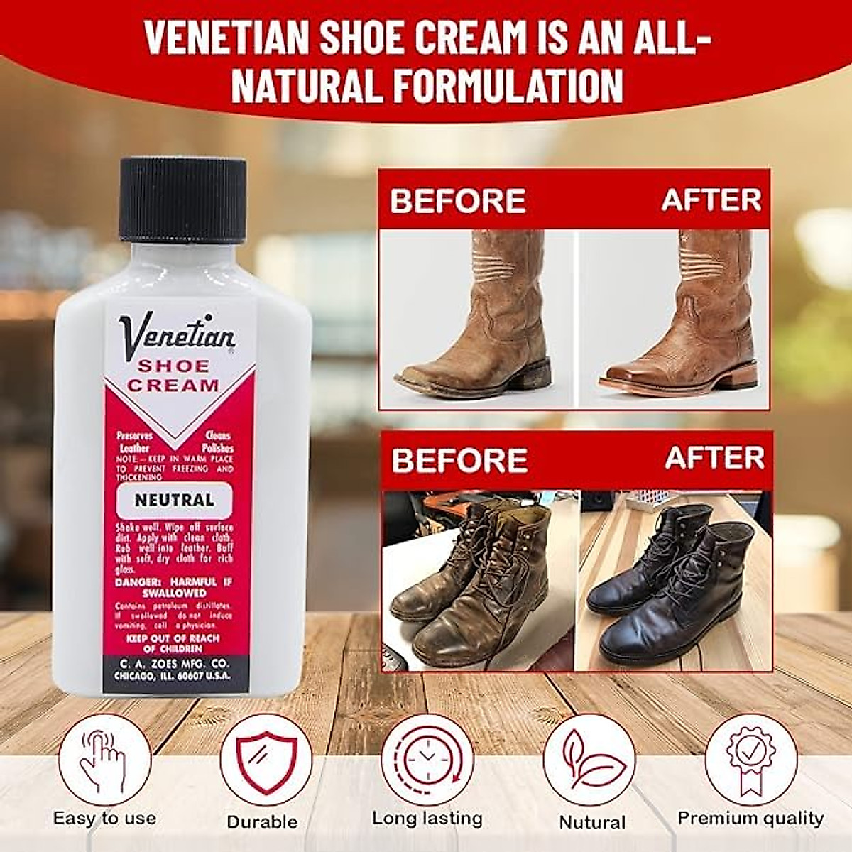 Venetian Shoe Cream, 3 Ounces, Neutral