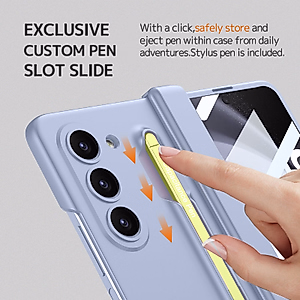 NINKI Compatible Samsung Galaxy Z Fold 5 Case with S Pen Holder & Green S Pen,Hinge Protection Case for Samsung Z Fold 5 Case Screen Protector,Samsung Z Fold 5 5g Case Galaxy Fold 5 5g Phone Case Blue