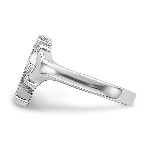 925 Sterling Silver Blue Created Opal Holy Cross Ring Christian Religious Band Size 8