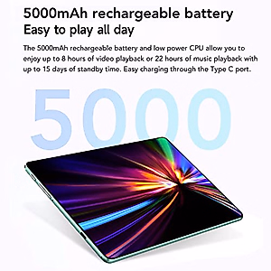 Rengu Gaming Tablet, Dual Cameras Speakers 100 to 240V 6GB RAM 128GB ROM 1600x2560 10.1in Tablet for Entertainment (US Plug)