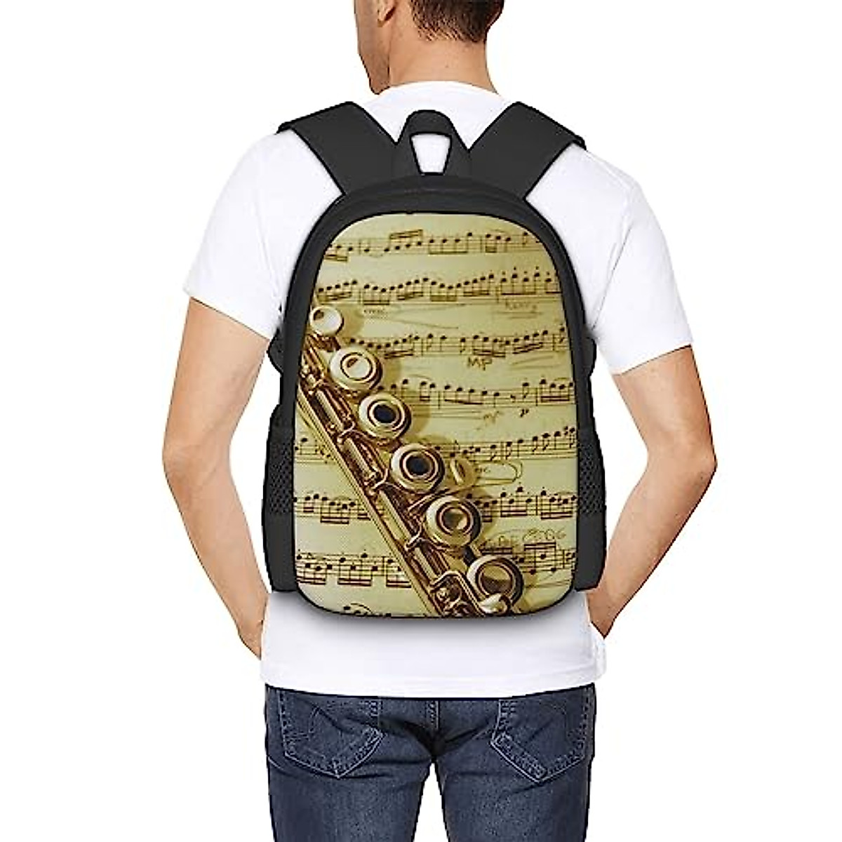 BAFAFA Flute Music Printed Large Backpack Travel Bag Business Work Daypack Laptop Backpacks