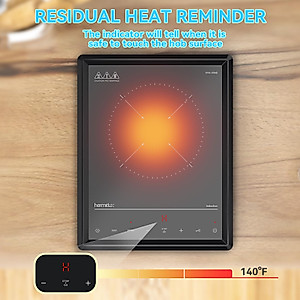 Hermitlux Induction Cooktop, 1800W Fast Heating Portable Hot Plate, 9 Power Levels Induction Burner with Easy Clean Glass, Sensor Touch & Child Lock