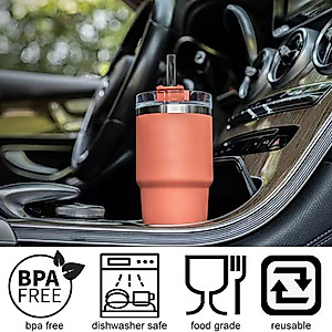 ALINK 10 Pack Silicone Replacement Straws for Stanley 40 oz 30 oz Tumbler, 12 in Long Reusable Clear Straws for Stanley Cup Accessories, Half Gallon Jug, Plus 2 Cleaning Brush