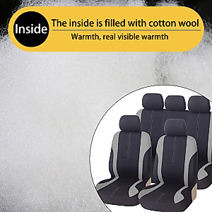 AICEL 9 Piece Car Seat Covers Full Set, Front and Rear Split Bench Auto Seat Protectors, Universal Two-Tone Washable Automotive Seat Covers (Gray)