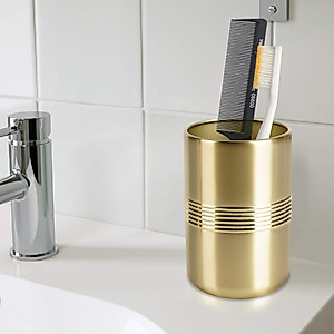 nu steel Nusteel Jewel Decorative Tumbler Cup for Bathroom Vanity Countertops for Rinsing,Drinking,Storing Dental Accessories and Organizing Makeup Brushes,Eye Liners, Rich Gold Finish (JW5H)