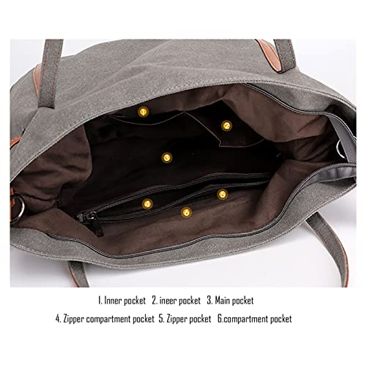 Canvas Shoulder Handbag Tote Bags for Women Top Handle Satchel Handbags Messenger Bag Purse with Adjustable Shoulder Strap (Khaki)