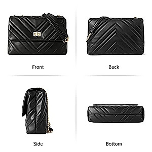 BOSTANTEN Women’s Quilted Shoulder Handbag Designer Crossbody Bag Leather Luxury Chain Clutch Purses