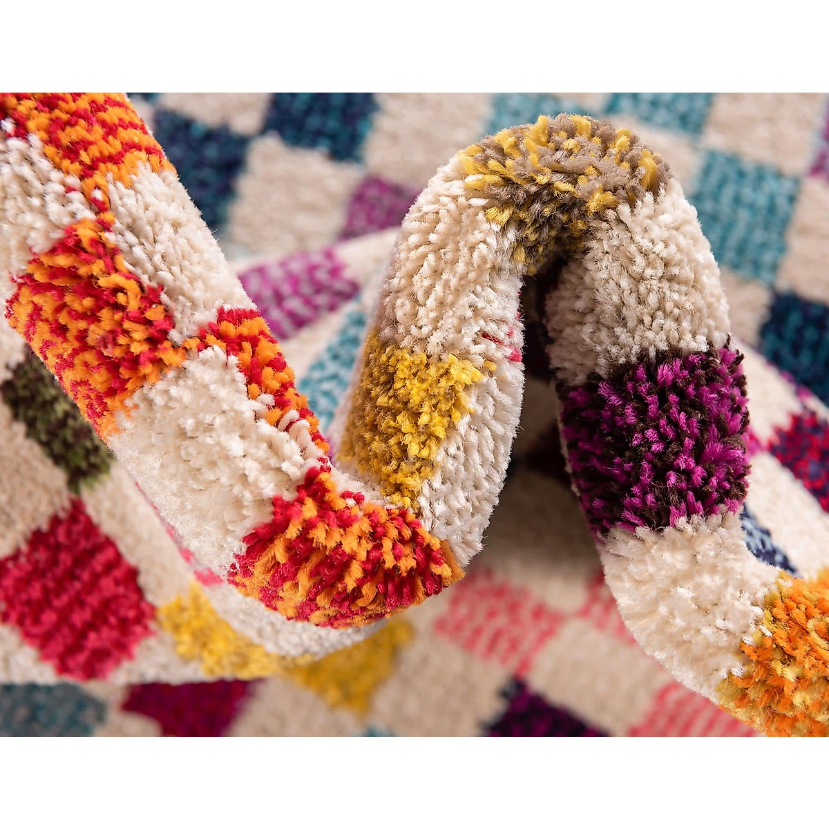 Unique Loom Chromatic Collection Modern Geometric & Vibrant Abstract Area Rug For Any Home Décor (5' 0 x 8' 0 Rectangular, Multi/ Beige)