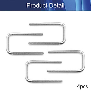 Aicosineg 1.38" Inner Width U Bolt Fasteners with Nuts Washers M6x35x75mm 304 Stainless Steel Square Bend for Hardware Plumbing Boats Industrial Mechanical Silver Tone 4pcs