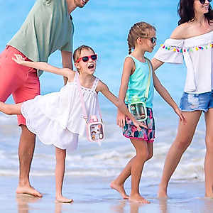 Adorila Square Water Bottle with Straw, Travel Transparent Canteen with Adjustable Strap, Leakproof Water Cup for Office School (Pink, 700ml)