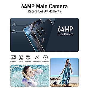 SANSHREUNI C21 5G Unlocked Android Phones, 6G+256GB Unlocked Cell Phone for Android 13, 6.8" HD Smartphone with 64MP Camera, 6000mAh Battery, 30W Fast Charge, GPS, Face ID/Fingerprint Unlock (Black)