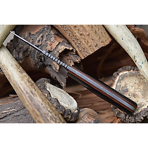 Knives Ranch ECD Fixed Blade Knife, Tanto Point, Damascus Steel, Black Burlap Micarta Handle Fine Quality 45 Degree Sheath Snug Fit (3184-M)