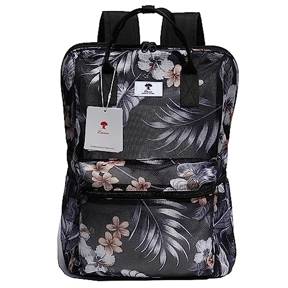 ESVAN Mesh Backpack See Through Bag College Beach Bag Daypack Travel Semi-Transparent Bag for Women and Men (A)