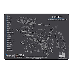 Heckler & Koch USP EDOG Cerus Gear Schematic (Exploded View) Heavy Duty Pistol Cleaning 12x17 Padded Gun-Work Surface Protector Mats Solvent & Oil Resistant