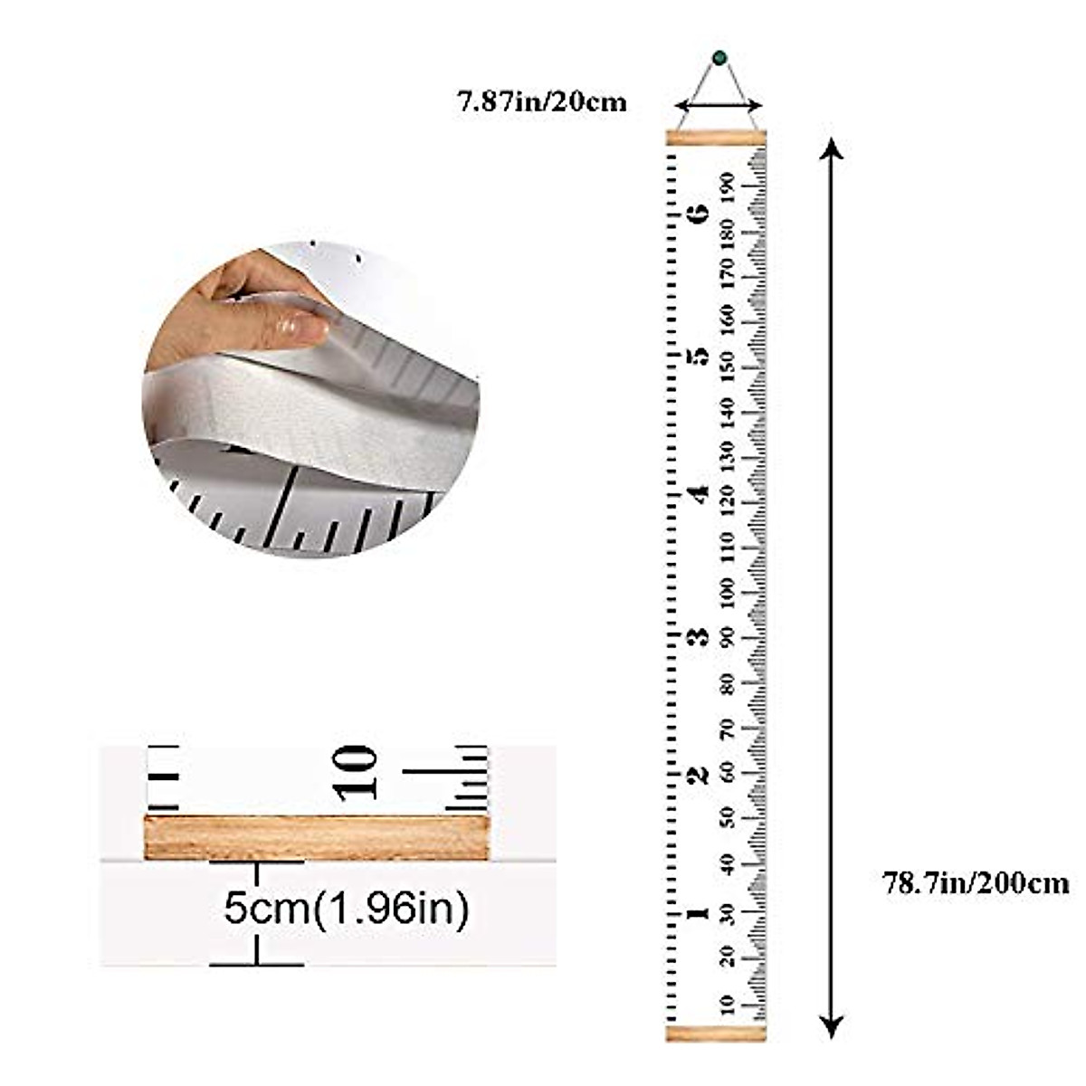 Growth Charts for Kids,Accurate Baby Height Growth Chart Ruler,Removable Canvas Wall Hanging Measurement Chart for Home Decoration