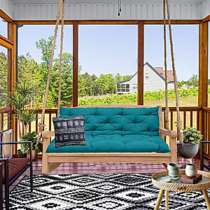 RUFXIEZW Porch Swing Cushions, Waterproof Bench Cushion with Backrest, 4In Thicck Three Seat Swing Replacement Cushions, Replacement Seat Pad Cushion for Patio Swing (Lake blue, 40 * 60 in)