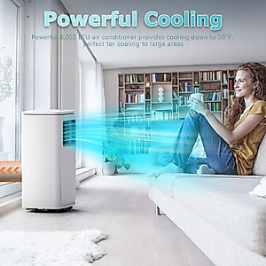Deeyeh 8000 BTU Portable Air Conditioners,Quiet Room Portable AC Unit up to 350 Sq Ft,3 in 1 Compact Cooling Unit with Dehumidifier and Fan Functions,Portable AC with Remote Control