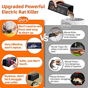 Electric Mouse Trap Indoor, Electric Rat Killer Mouse Zapper, Upgraded Rodent Trap with Powerful Voltage, Humane Mouse Killer for Rats and Mice in Living Room, Kitchen, Attic, Garage, Basement