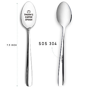 Daddy's Coffee Spoon Engraved Funny Gift for Dad Father, Coffee Lover Spoon Best Thanksgiving Christmas Birthday Gifts